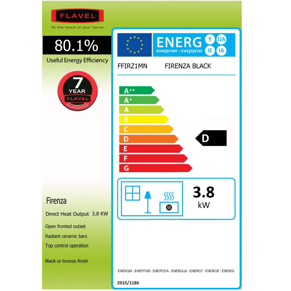 Flavel Firenza Gas Fire Black ECO-Design FFIRZ1MN