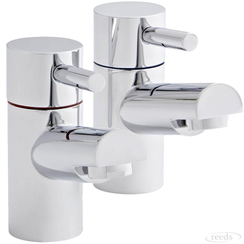 K-Vit Plan Pair Basin Pillar Taps Chrome TAP015PL