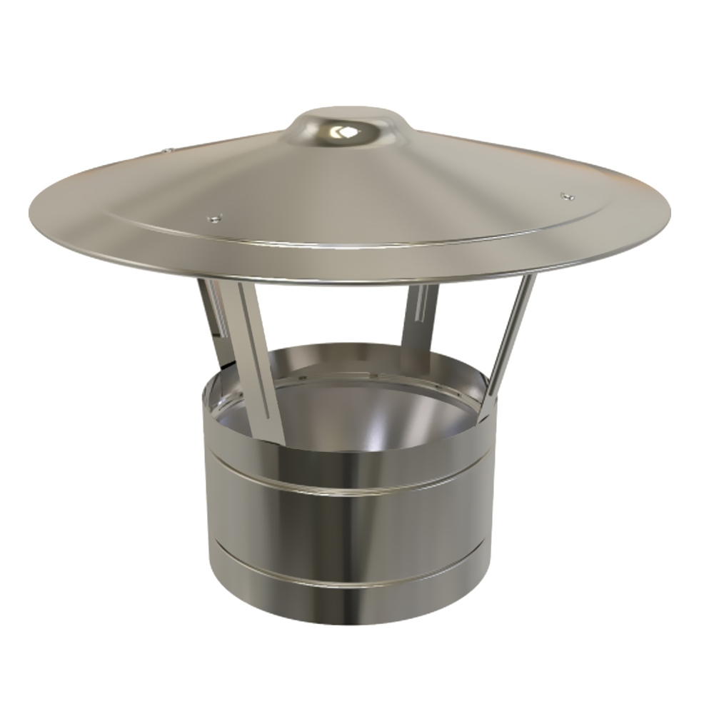 TWPro 125mm Twin Wall Insulated Rain Cap Stainless Steel