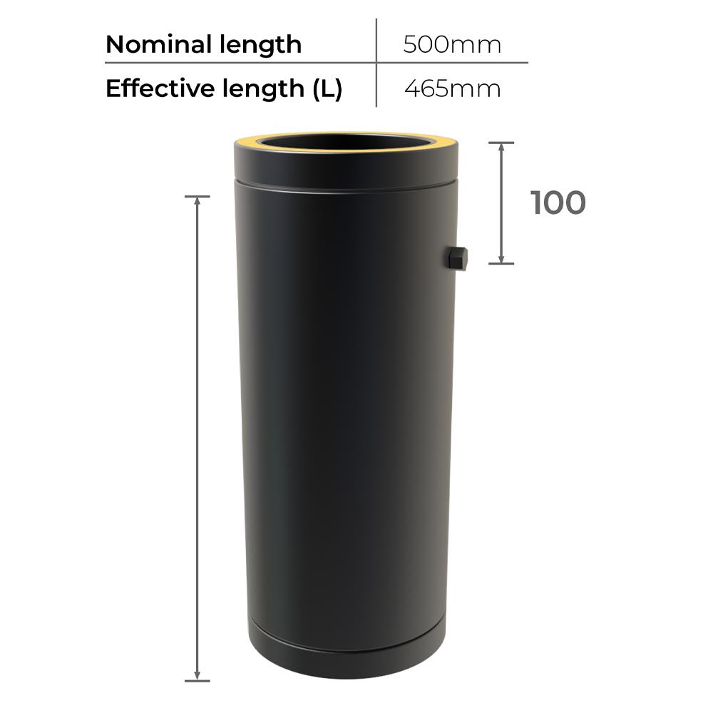 TWPro 125mm Twin Wall Testing Pipe 500mm Matt Black