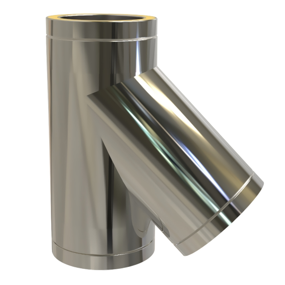 TWPro 150mm Twin Wall Insulated 135 Degree Tee Stainless Steel