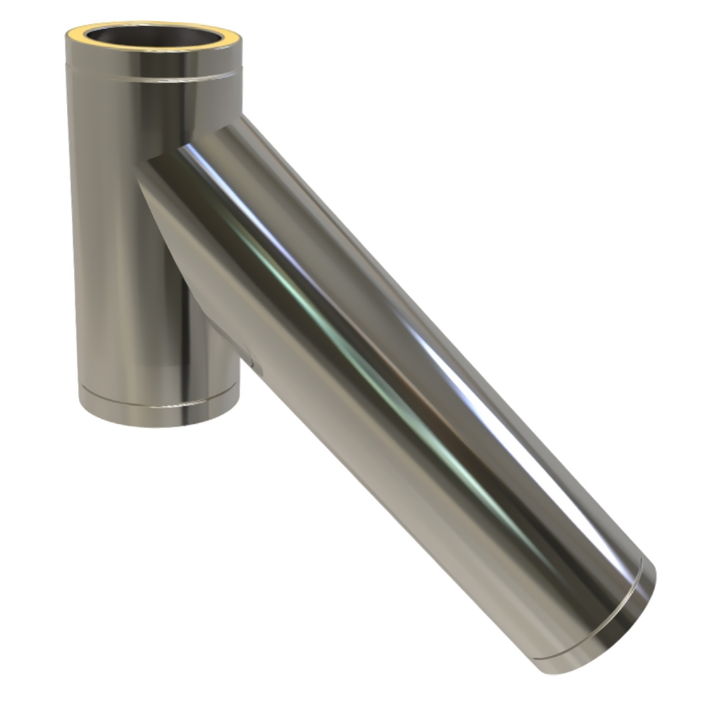 TWPro 150mm Twin Wall Insulated Long 135 Degree Tee Stainless Steel