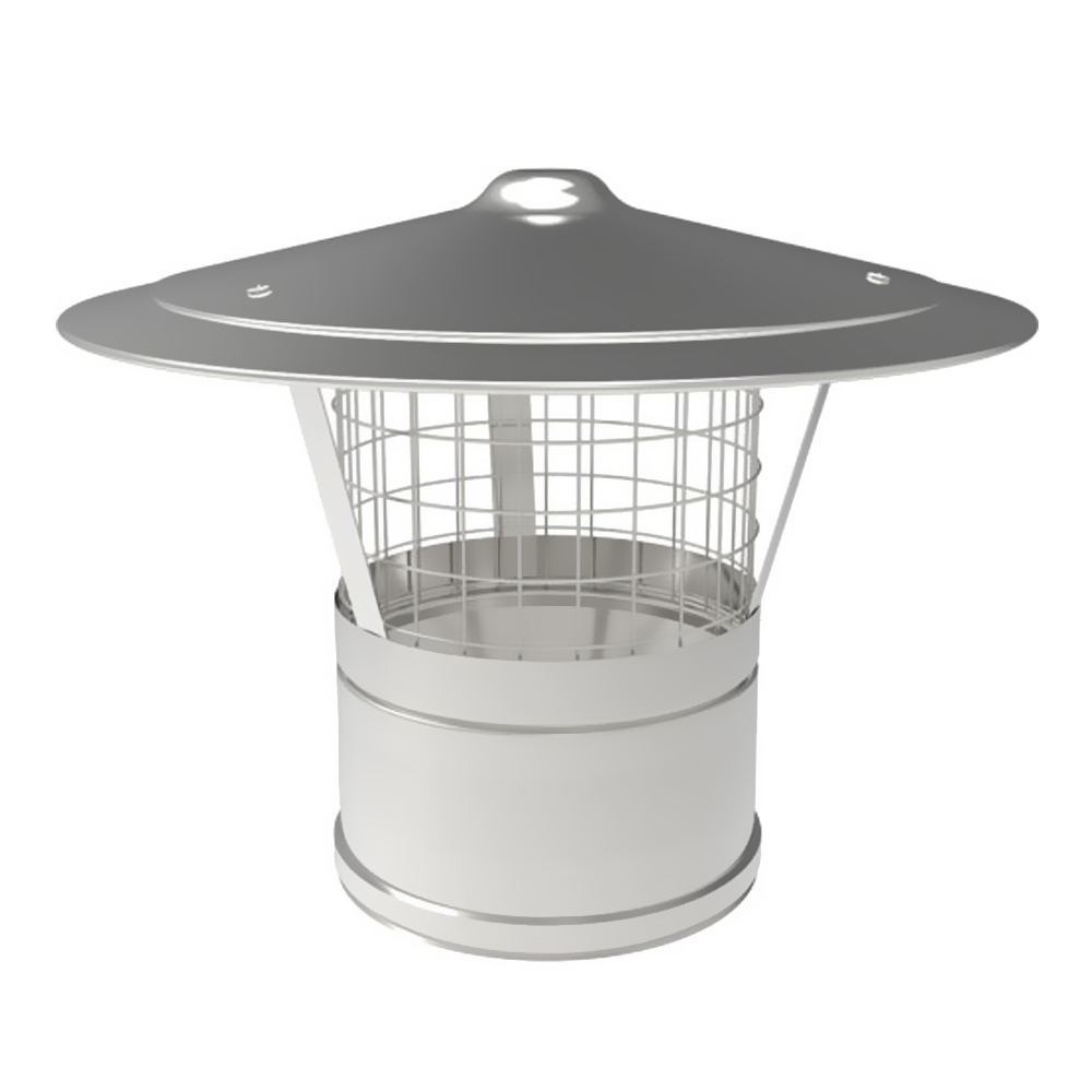TWPro 150mm Twin Wall Insulated Rain Cap With Mesh Stainless Steel