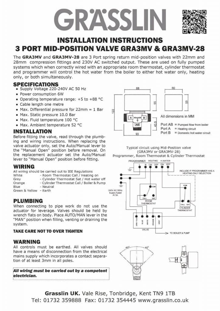 Tower 22mm Mid Position Valve 3 Port Valve - SNH Tradecentre