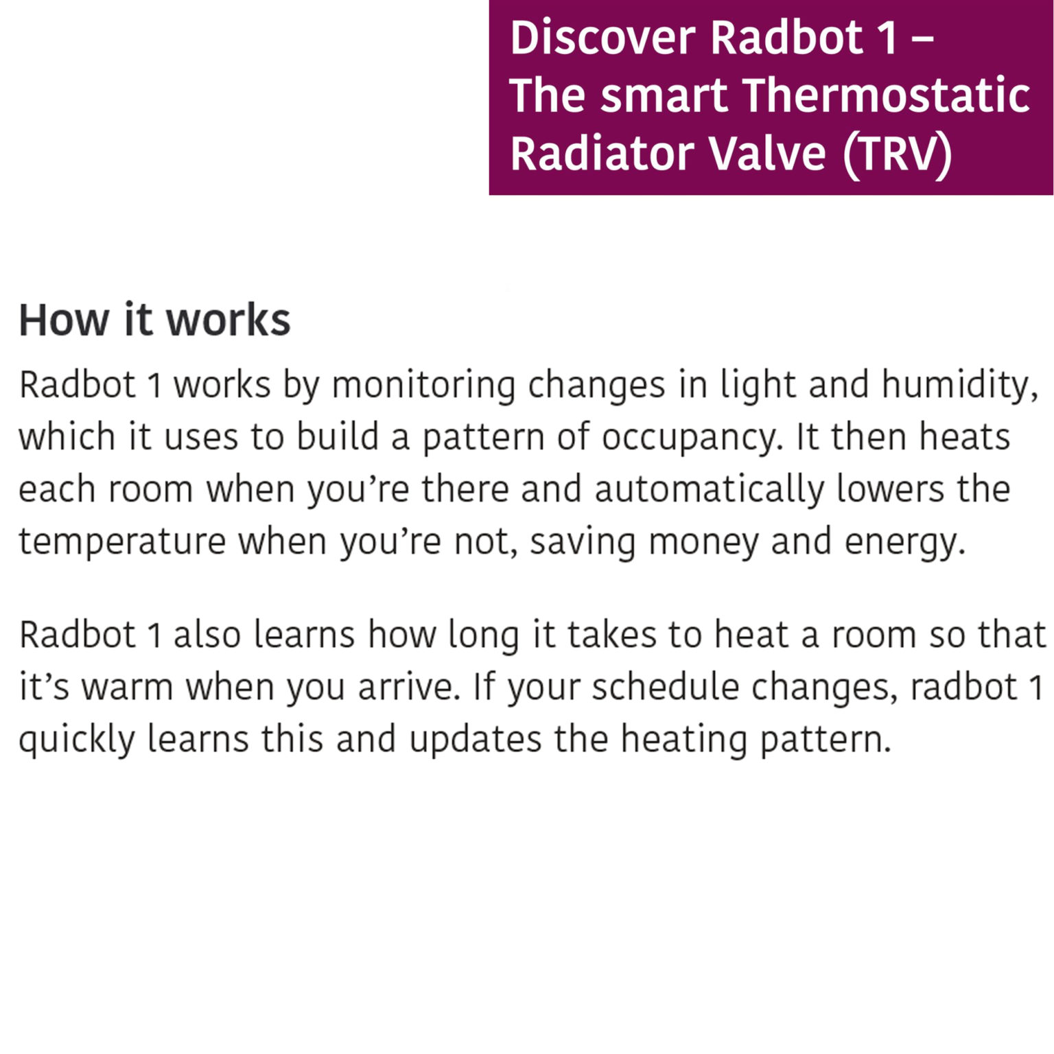 Secure RADBOT 1 Intelligent Thermostatic Radiator Valve